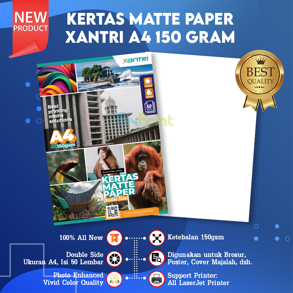 Jual Kertas Matte Paper Double Side A4 150gsm, Printer A4 1pack / 50pcs ...