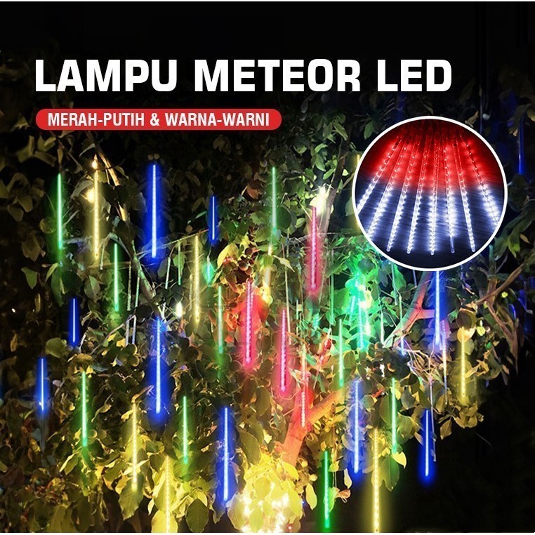 Jual lampu meteor led isi 10pce batang/50cm /jatuh rain snow taman hias ...