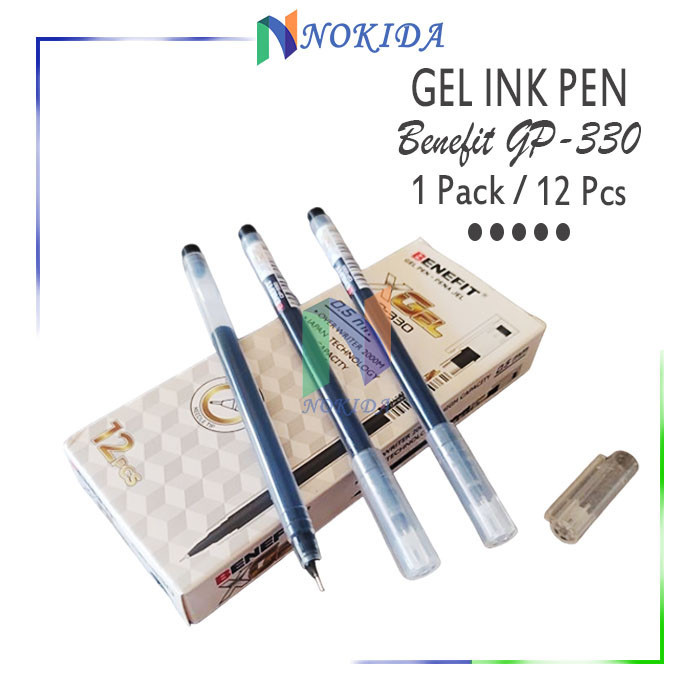 Jual Nokida Balpen X Gel Benefit GP-330 / Pulpen Jel 1 Pak / Ballpoint Tulis Tinta Hitam ...