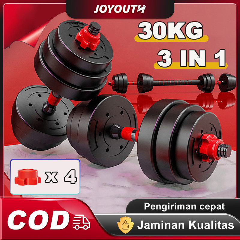 Jual AV65YZ JOY 30KG Dumbbell Barbel Set 20 kg Peralatan Fitness Multifunctional 3 IN 1 dengan ...