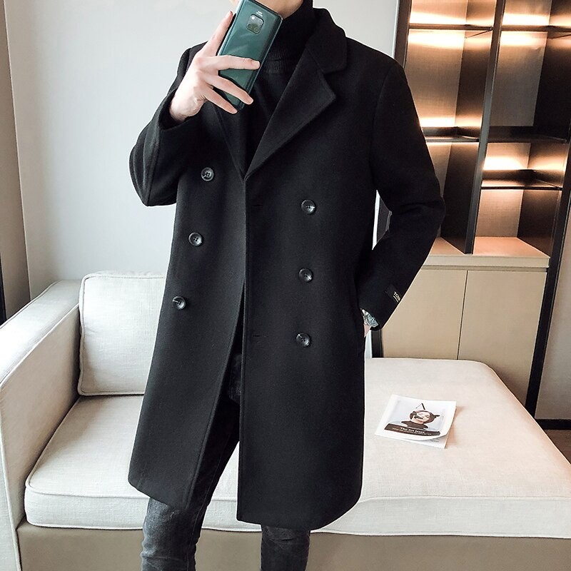 Jual jaket long coat pria blazer panjang pria long coat pria korea ...