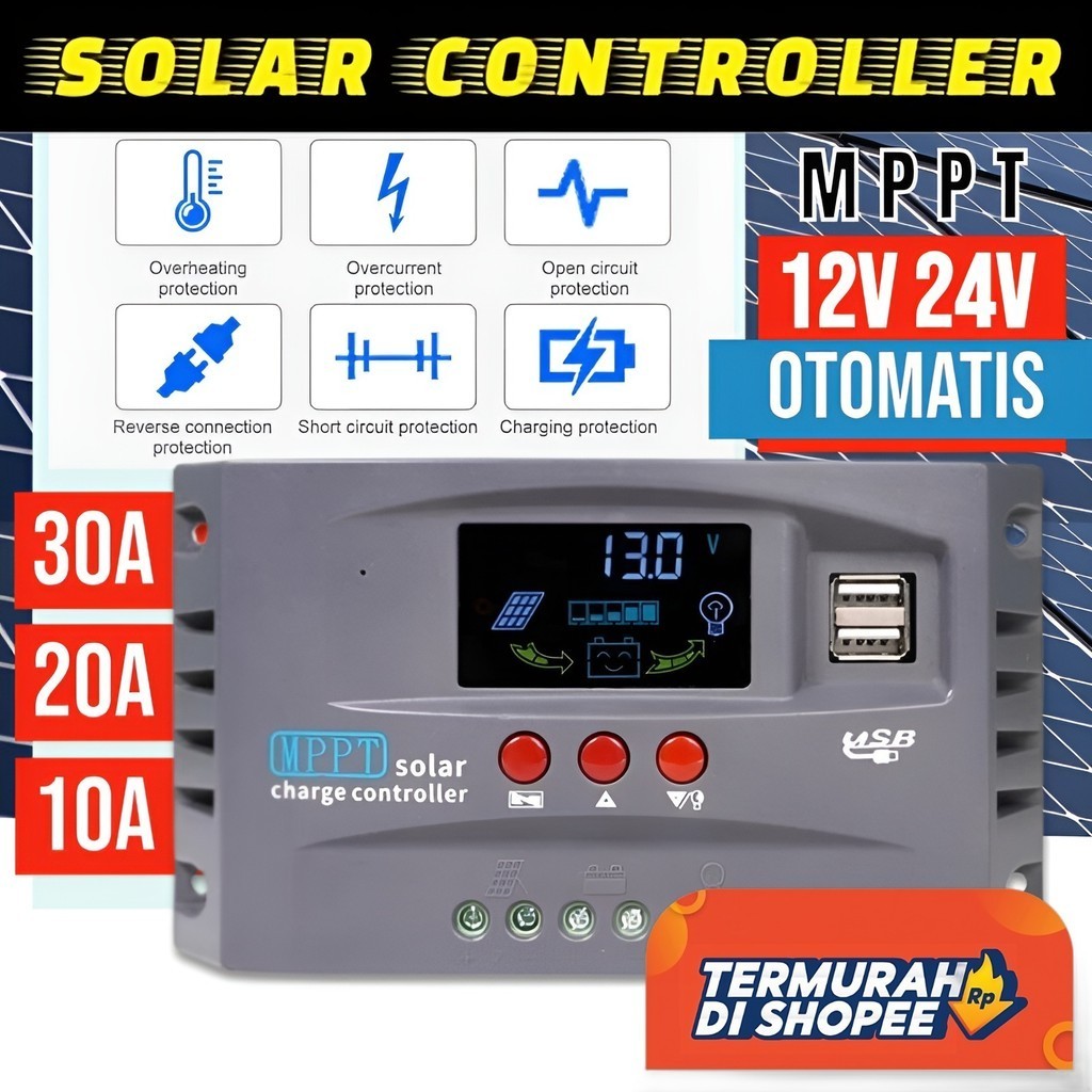Jual SCC MPPT Solar Charge Controller 60A 40A 30A Regulator Dual USB ...