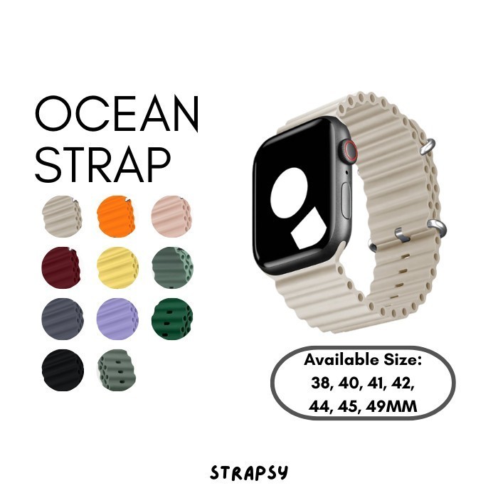 Jual Silicone Ocean Strap for Apple Watch Ultra/Ultra 2 49mm series 10 ...