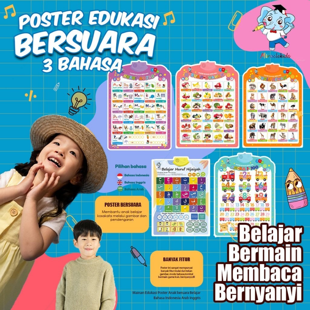 Jual LY75UT Bermain belajar anak Poster Edukasi Suara Bahasa Indonesia ...