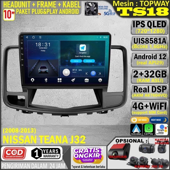 Jual Paket Headunit Android 10 inch + Frame + PNP Canbus Nissan Teana ...