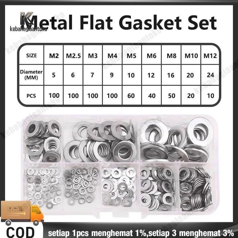 Jual O Ring plat seal Oli Plat Stainless Steel 580PCS - M2 M2.5 M3 M4 ...