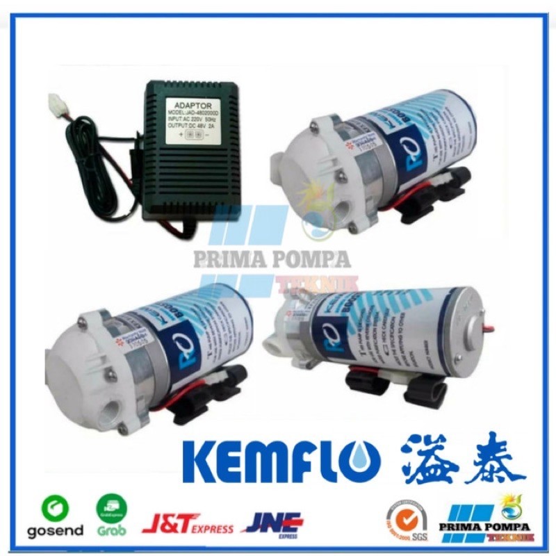 Jual Mesin Pompa RO Kemflo 48 Volt + Adaptor Pompa Dorong membran Ro ...
