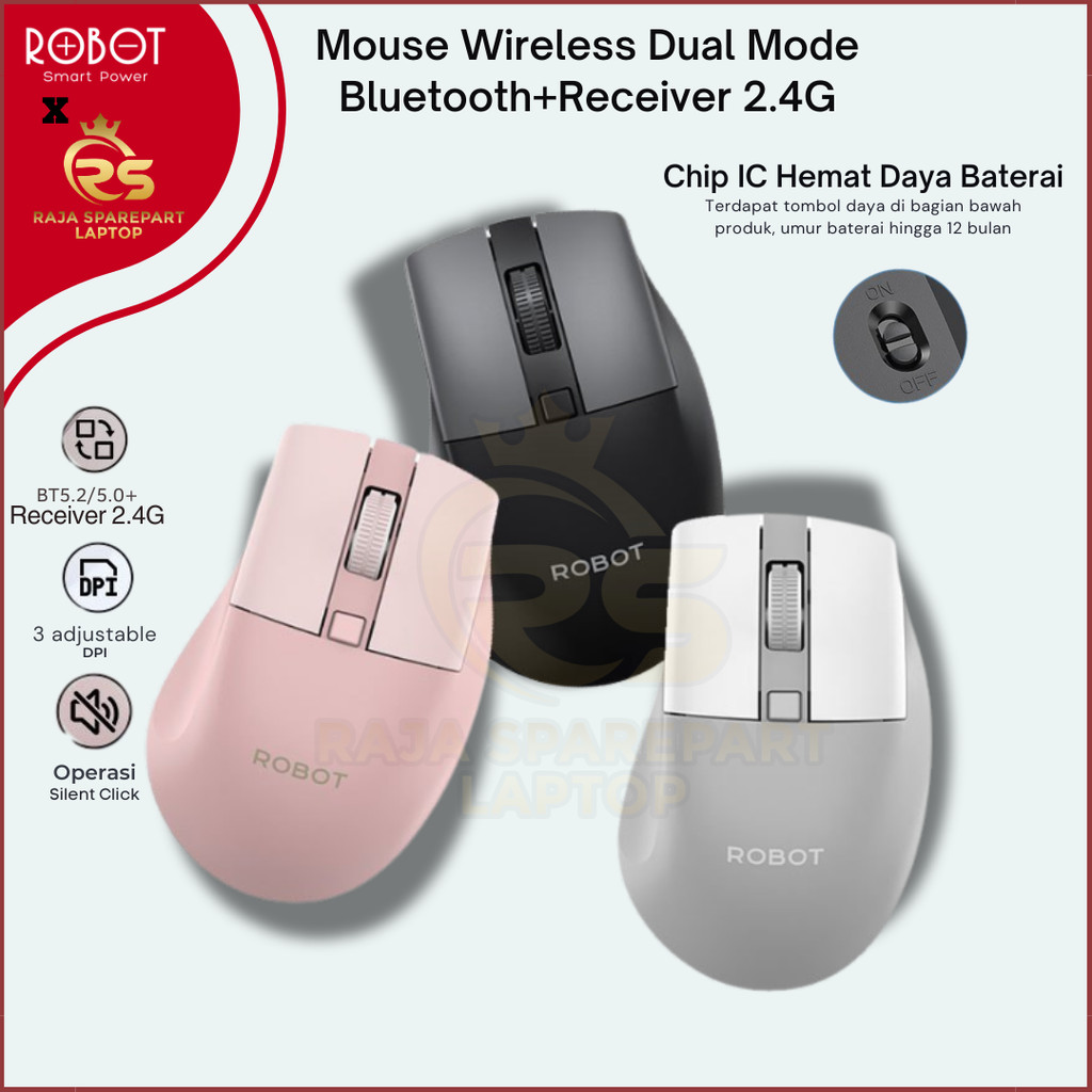 Jual Mouse Bluetooth Wireless Robot M355 Silent Click Receiver USB PC ...