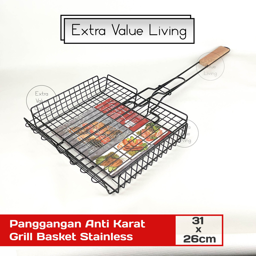 Jual Panggangan Jepit Stainless Anti Karat Grill Basket BBQ Pemanggang ...