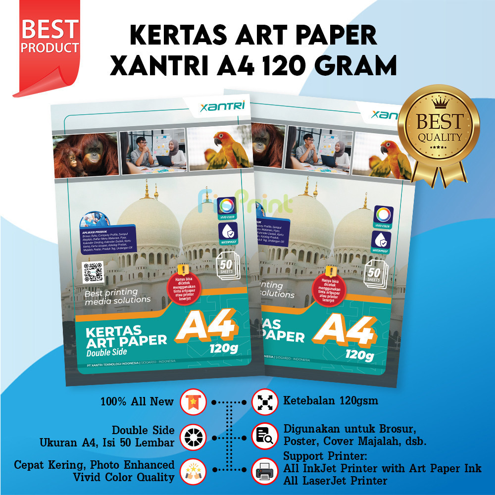 Jual 50 Sheets Kertas Photo Art Paper A4 120gsm 120 gsm Print Double ...