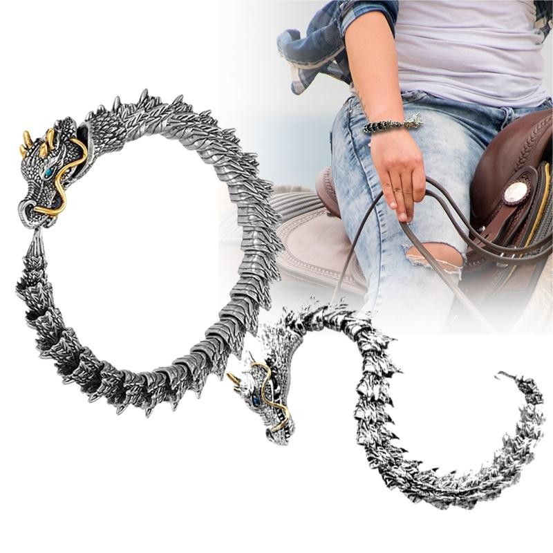 Jual Gelang Naga Warna Perak Chinese Loong Bracelet Uniseks Hadiah Pria ...