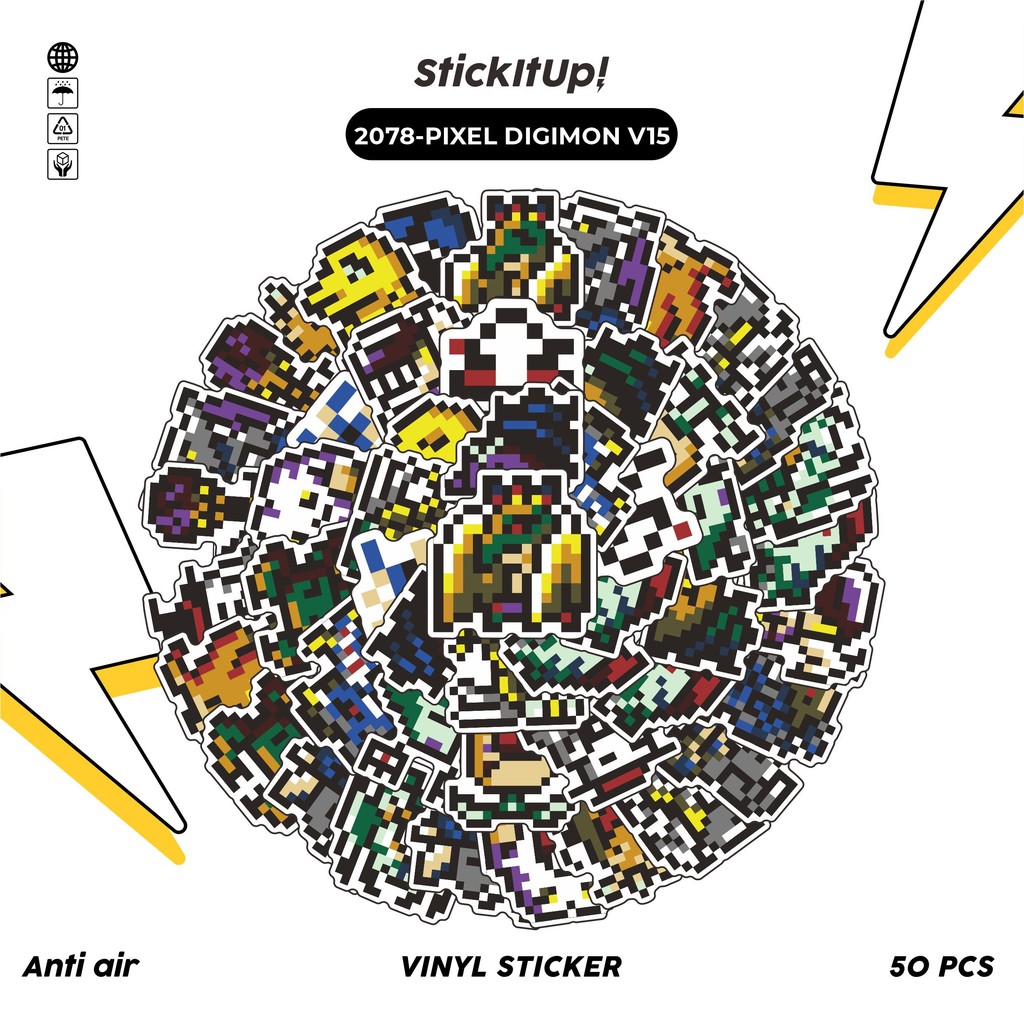 Jual COD 50 Pcs Stiker Pack PIXEL DIGIMON V15 Lucu Aesthetic Vynil ...