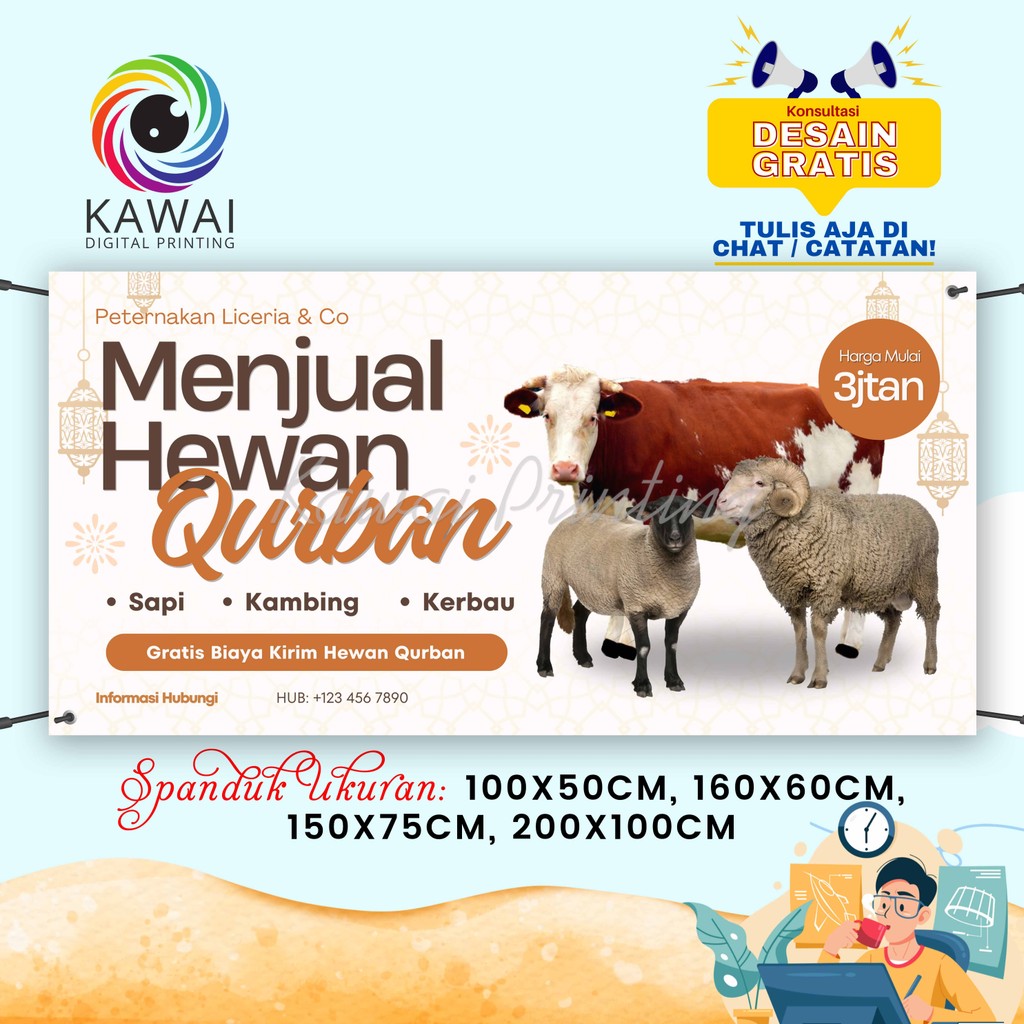 Jual SPANDUK / BANNER Menjual Hewan Qurban Putih Free Desain | Shopee ...