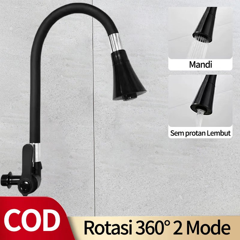 Jual SUS 304 Kran Angsa Tembok Fleksibel Kran Cuci Piring HITAM Kran ...