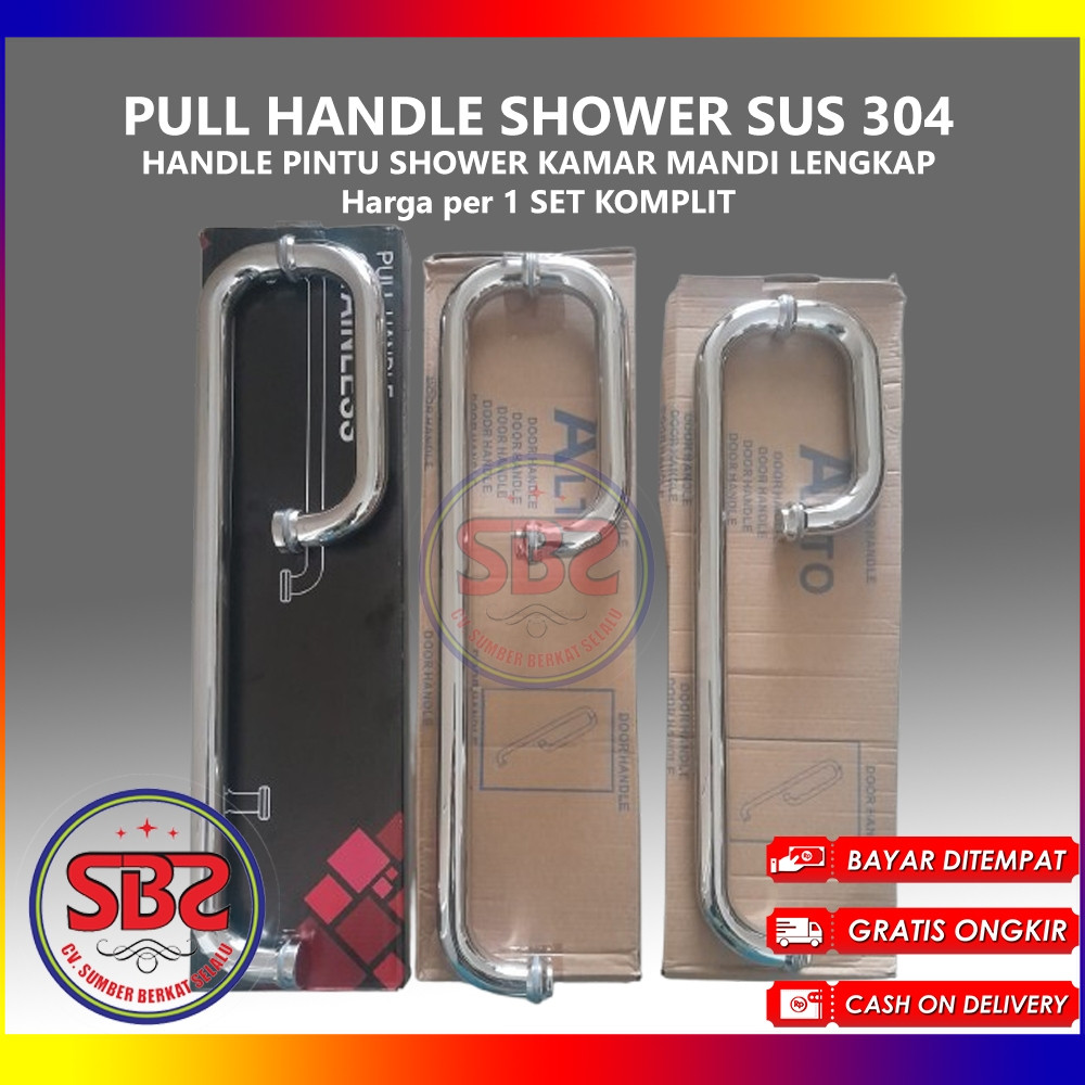 Jual Pull Handle Shower Pegangan Pintu Kaca Kamar Mandi 1 Set Komplit ...