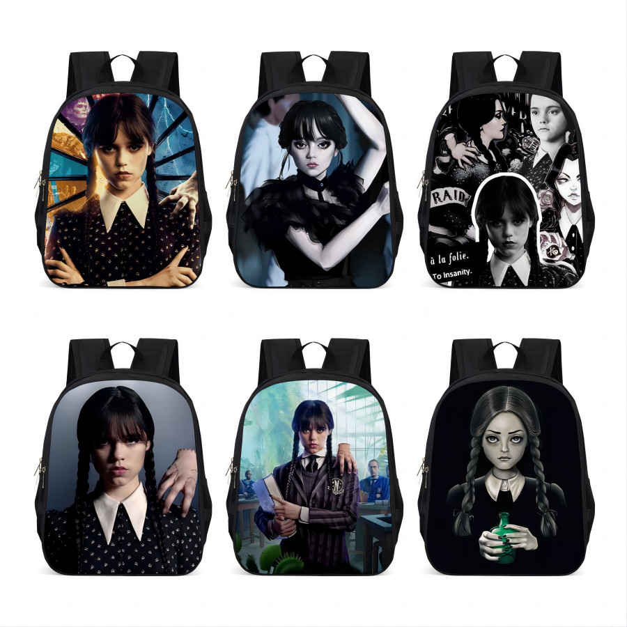Jual Wednesday Addams Backpack, Children School Students Bags, Oxford ...