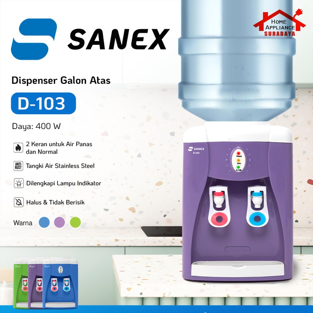 Jual SANEX Dispenser Air Galon Atas Hot & Normal D-103 / D103 | Shopee Indonesia