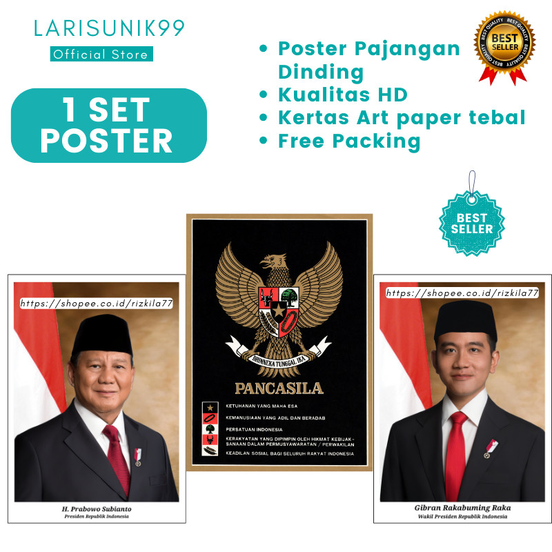 Jual Gambar Foto Poster Cetak Presiden Dan Wakil Prabowo Gibran Poster Garuda Pancasila Official ...