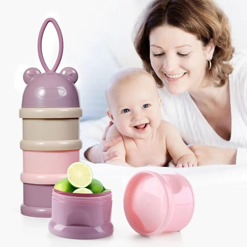 Jual 4 Layer Purple Side Open Bear Portable Baby Food Storage Box ...