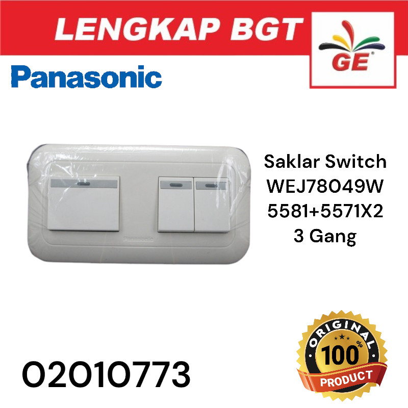 Jual PANASONIC Saklar Switch 3 Gang WEJ78049W+5581+5571X2 - 02010773 ...