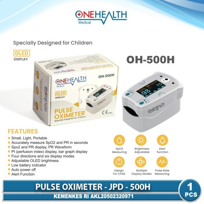 Jual Onehealth Pulse Oximeter OLED OH-500H Child / Alat Pengukur ...