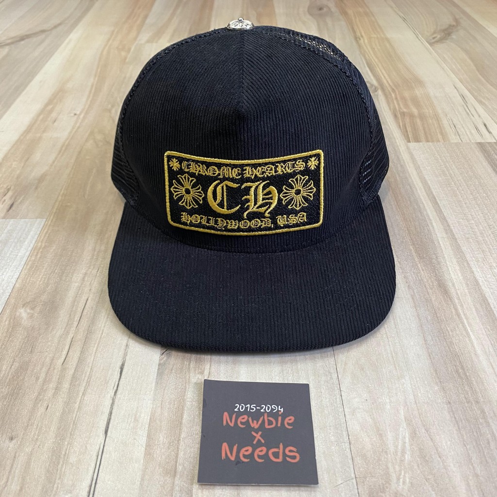 Jual Chrome Hearts Corduroy Trucker Hat Black-Gold/Topi Pria Corduroy ...