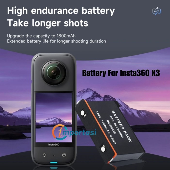 Jual Battery Pack for Insta360 X3 1800mAh Baterai Replacement OEM Batre ...