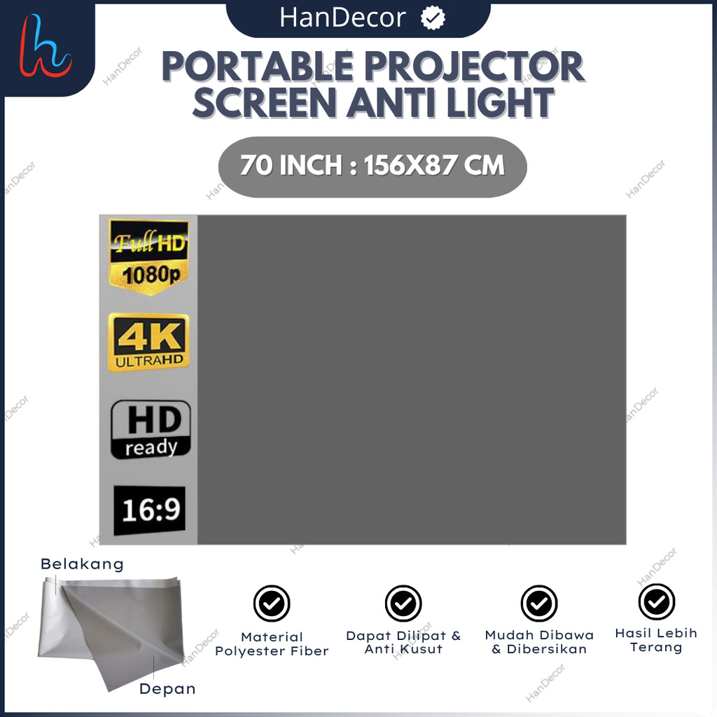 Jual LAYAR PROYEKTOR | SCREEN PROJECTOR ANTI LIGHT 70 INCH 16:9 AMBIENT ...