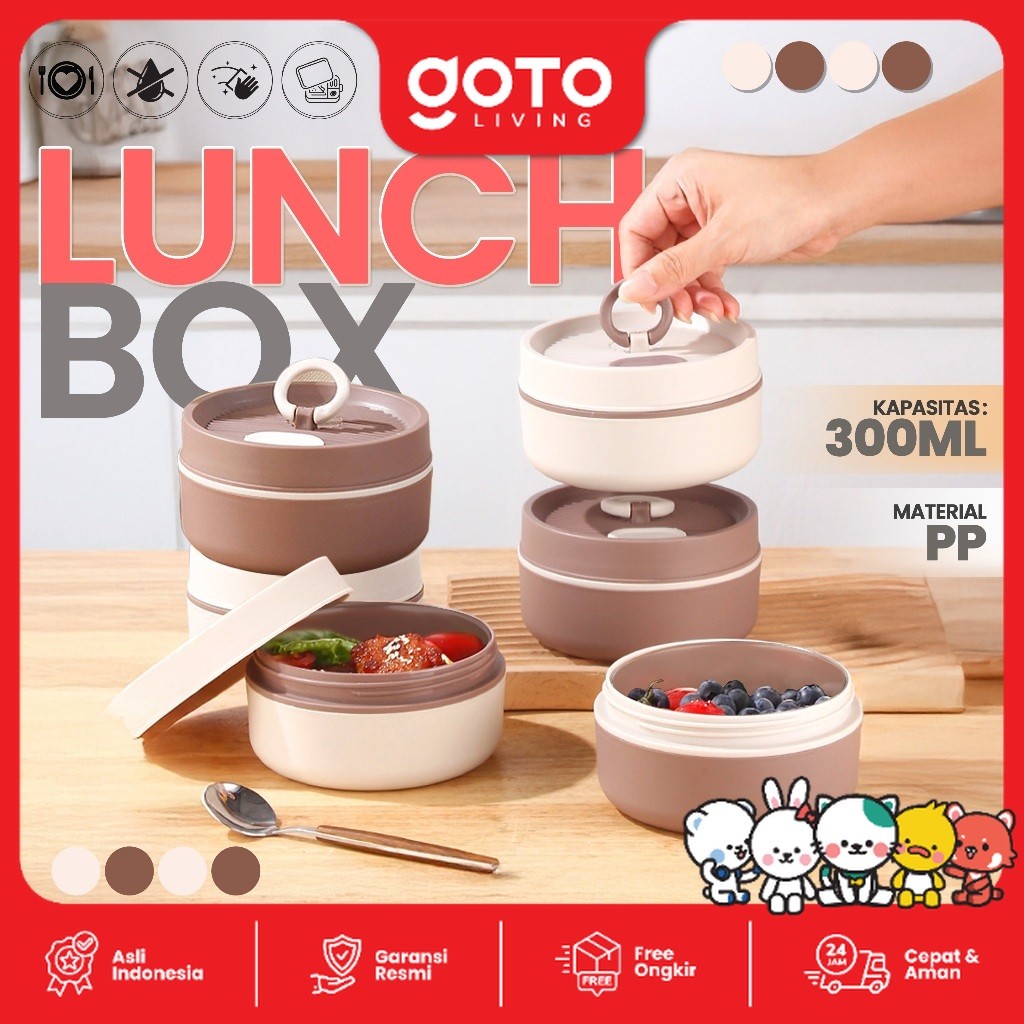 Jual Goto Mooya Lunch Box Kotak Bekal Tempat Makan Anti Tumpah Aesthetic | Shopee Indonesia