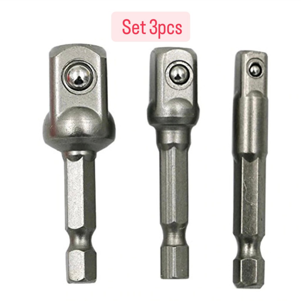 Jual (Gd) Adaptor adapter bor ke soket set 3pcs drill socket adapter 1/ ...