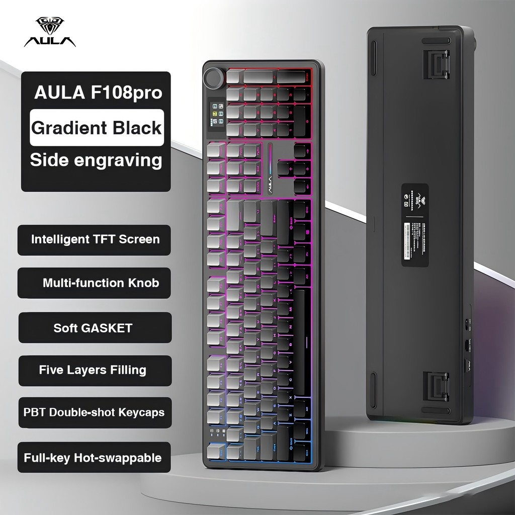 Jual AULA F108/PRO Gaming Mechanical Keyboard Full Size Custom ...