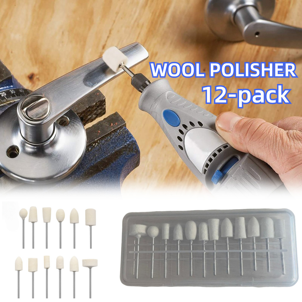 Jual Wool Polisher 2.35mm 12 Pcs Kompatibel Bor Mini Grinder Dremel ...