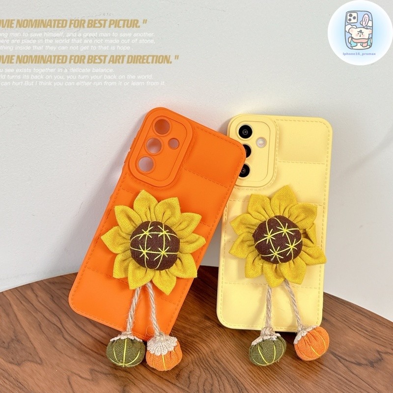 Jual Orange Yellow Three-dimensional Hand Woven Sunflower Phone Case ...