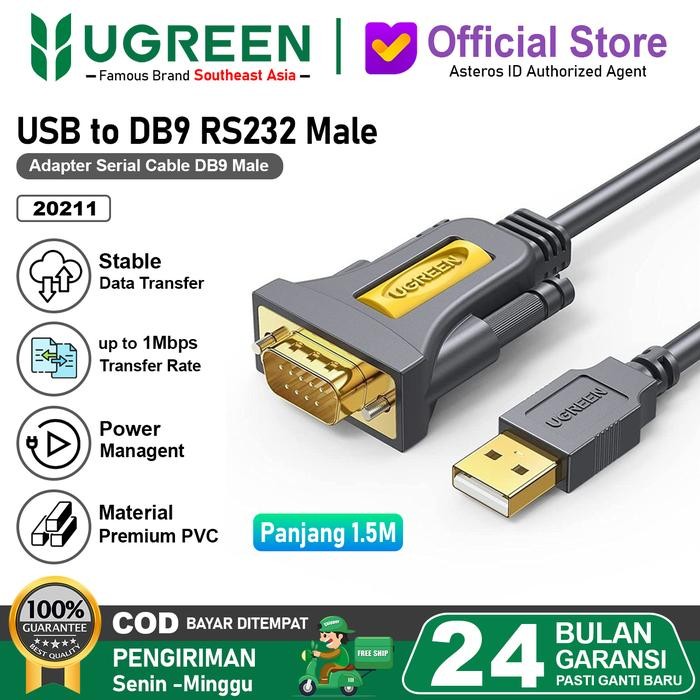 Jual Ugreen Kabel USB to RS232 Male COM Serial PDA 9 DB9 Pin | Shopee Indonesia