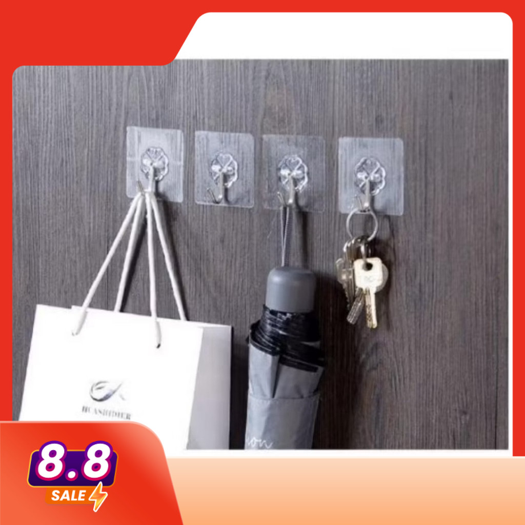 Jual Gantungan HOOK Tempel Transparan Hanger Besi Cantelan Dinding Kait ...
