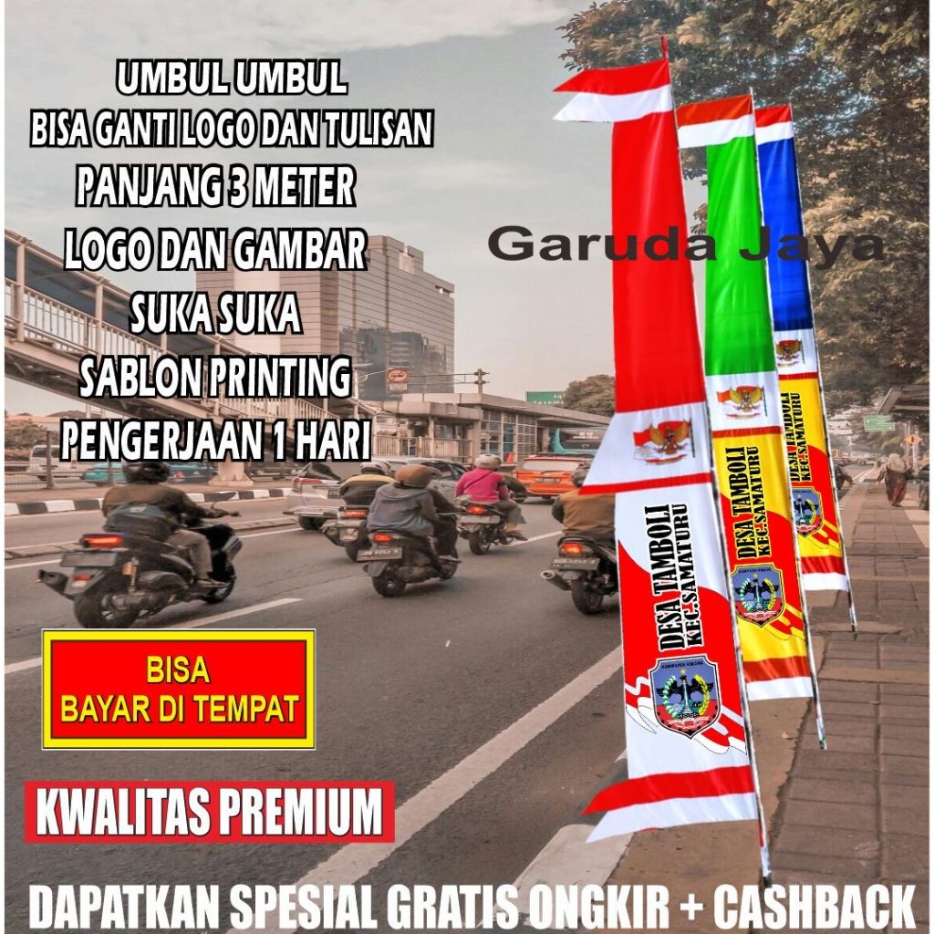 Jual umbul umbul custom. bendera custom logo dan nama bisa pake gambar ...