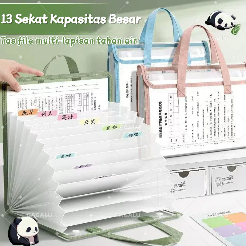Jual GAGALU 13 Sekat Transparan File Folder Document Bag Tas Dokumen ...