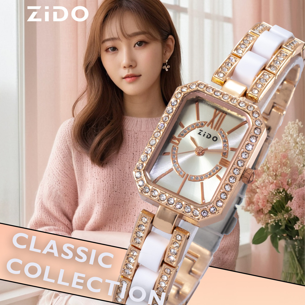 Jual ZIDO 002-L JAM TANGAN WANITA FASHION PERMATA TALI RANTAI TAHAN ...