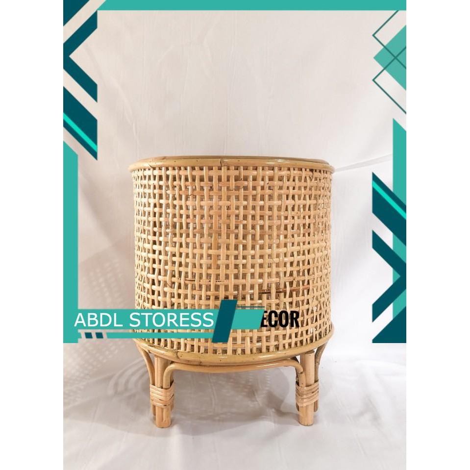 Jual standing pot rotan stand planter indoor plants pot rotan | Shopee ...