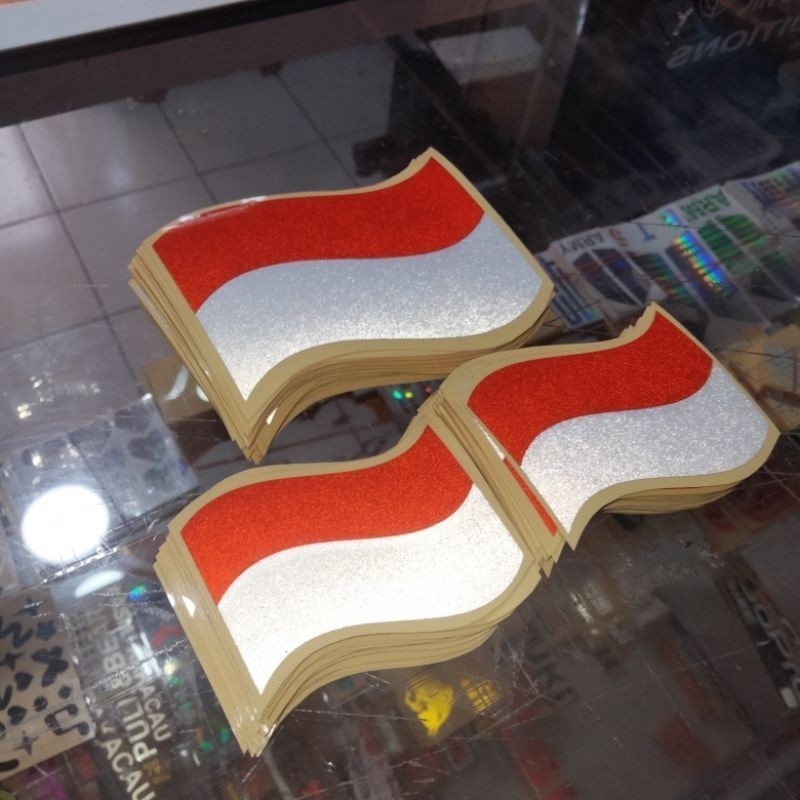 Jual Sticker Merah Putih CUTTING BENDERA INDONESIA GELOMBANG | Shopee ...