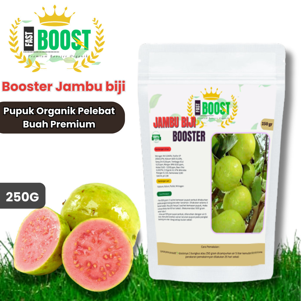 Jual Pupuk booster pelebat buah jambu nutrisi untuk bunga dan buah anti rontok kemasan 250 gram ...