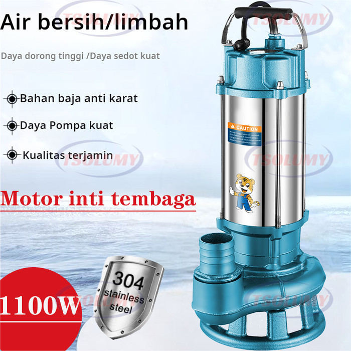 Jual Pompa Celup Air Kotor 1100W Stainless Submersible Pump 2inch TSOLUMY Pompa Kolam lkan ...