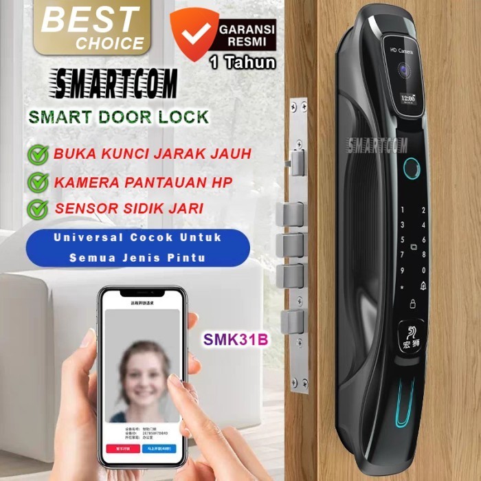 Jual SMARTCOM Smart Digital Door Lock Camera Viewer Smart Door Lock ...