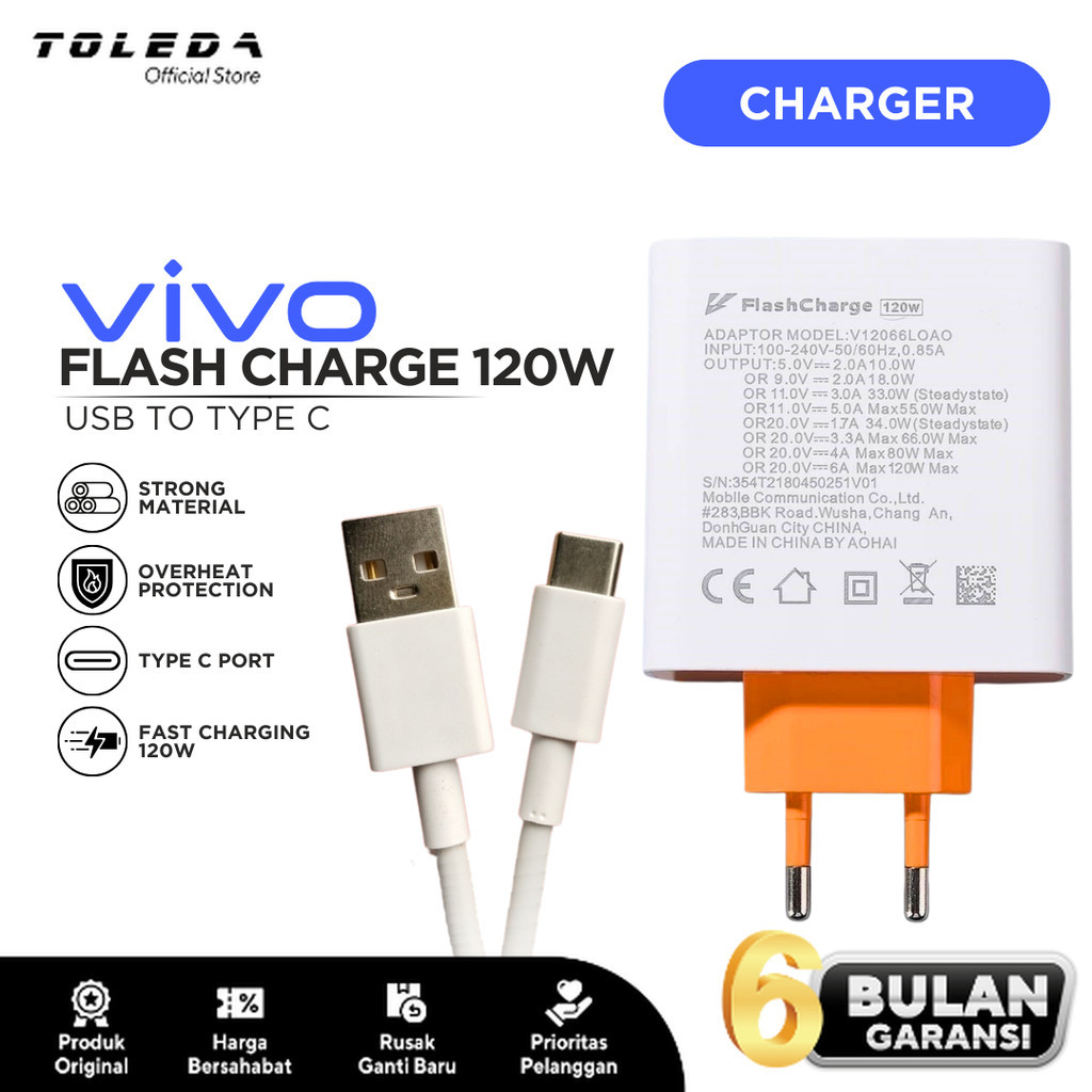 Jual Vivo Charger Flash Charge 120W Type C Fast Charging Original 100% | Shopee Indonesia