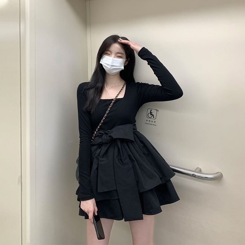 Jual Hitam dress puff dress mini dress cute dress lengan dress debut ...