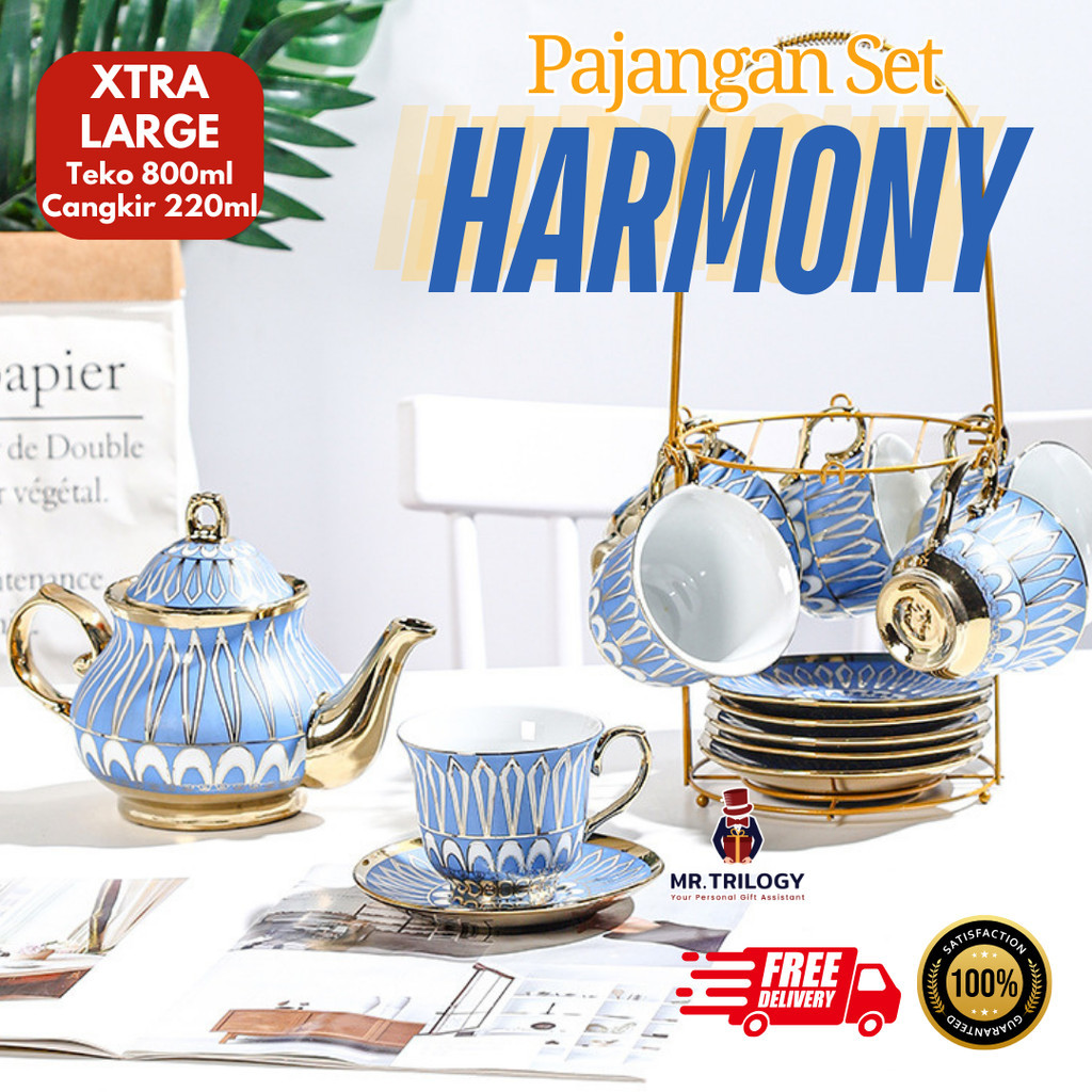 Jual Hampers Tea Set Cangkir Teko Tatakan HARMONY Souvenir Gelas Kopi Teh Mug Aesthetic Pajangan ...