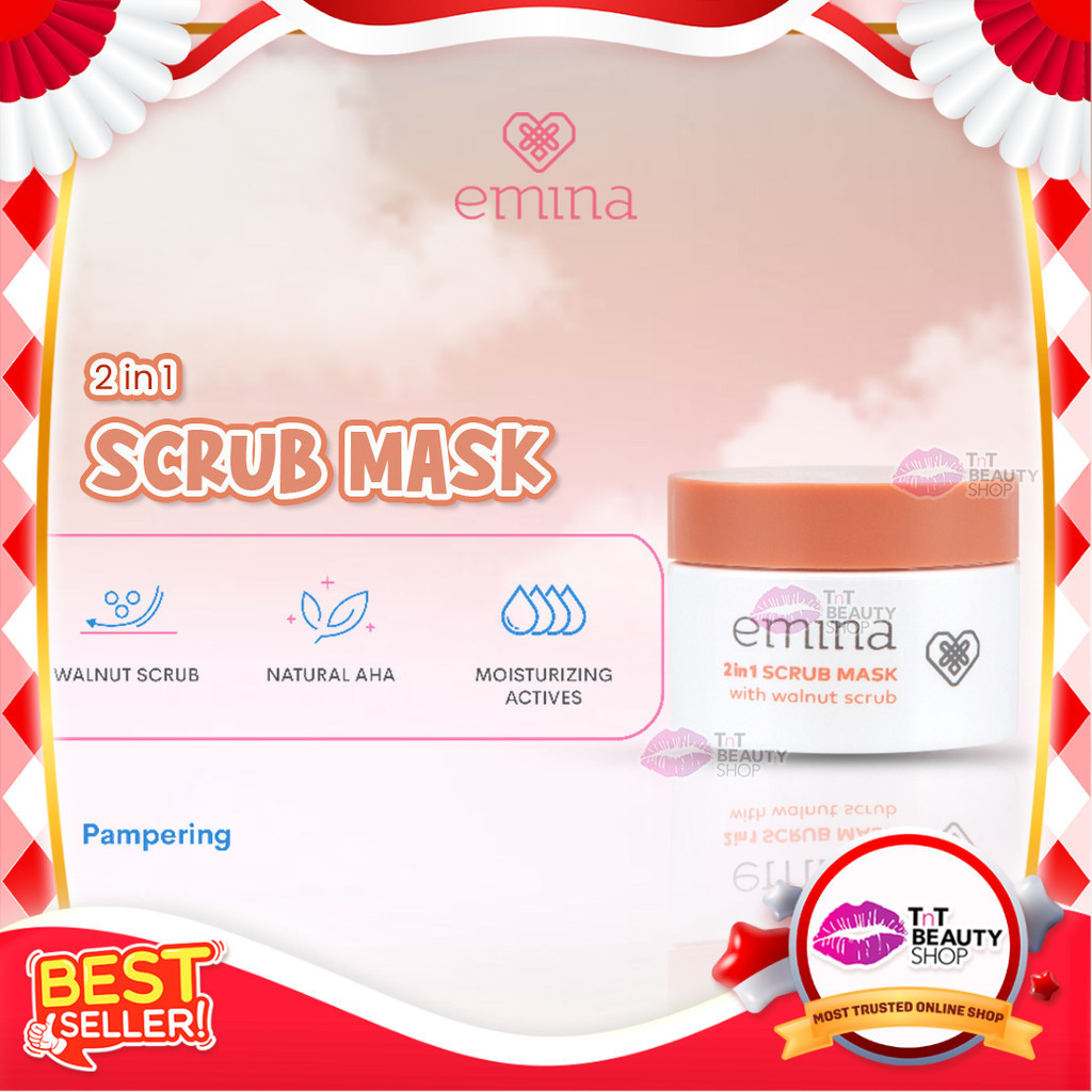 Jual Emina 2 in 1 Scrub Mask With Walnut Scrub | Masker Wajah 2in1 50 ...