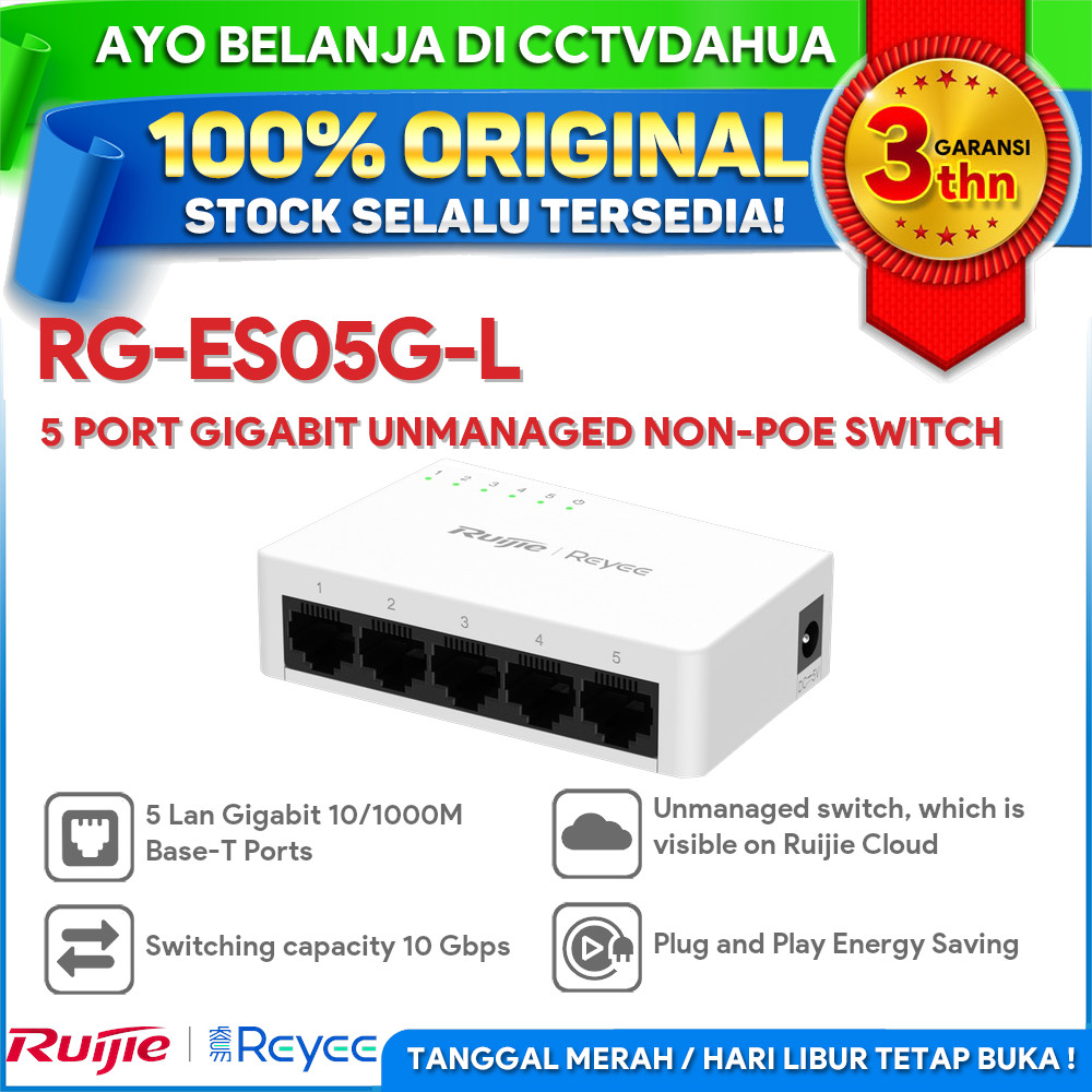 Jual RUIJIE REYEE RG-ES05G-L 5 PORT GIGABIT 10/100/1000 MBPS UNMANAGED ...