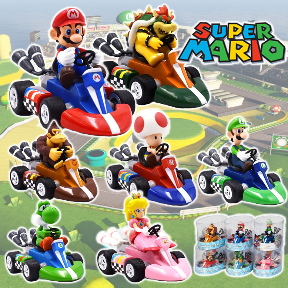 Jual Mario Pull Back Car Anime Cartoon Mario Luigi Yoshi Princess Peach ...