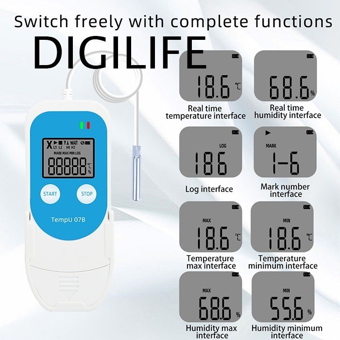 Jual Temperature Humidity Data Logger Tzone TempU07B Storage Monitor ...